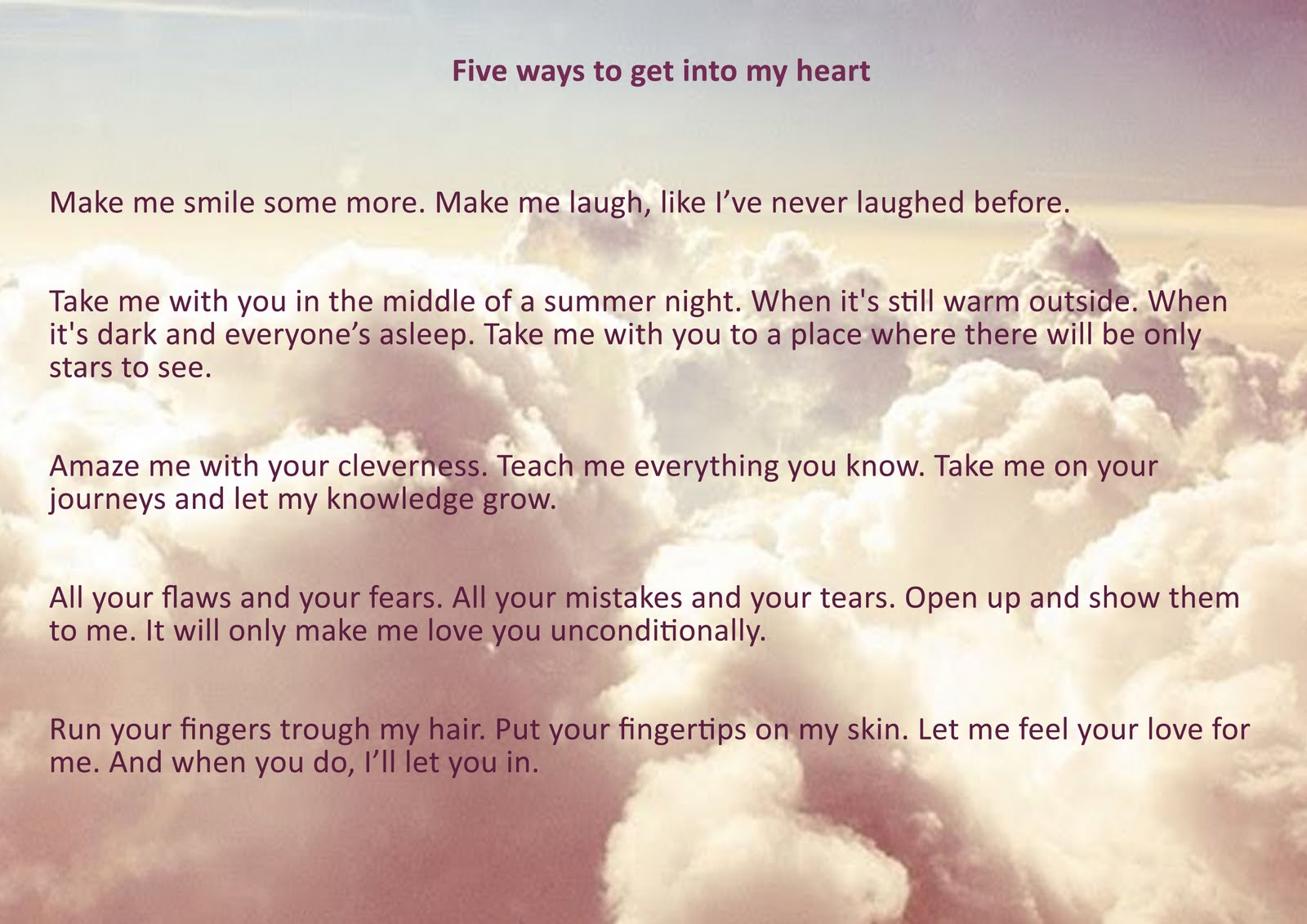 Just Like Terry: THE WAY TO MY HEART