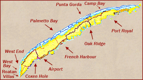 Bellas Playas de Roatan: MAPA GEOGRAFICO DE ROATAN