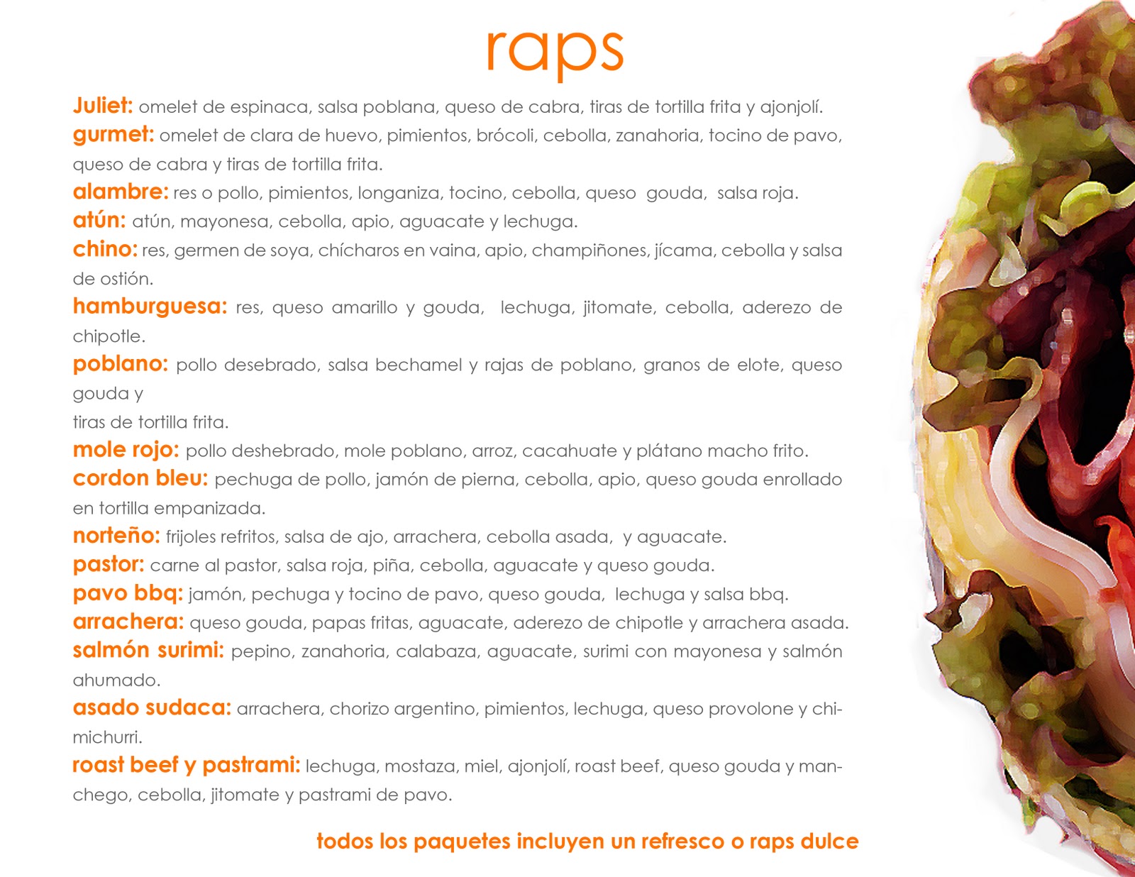 Come Bien raps: Menú