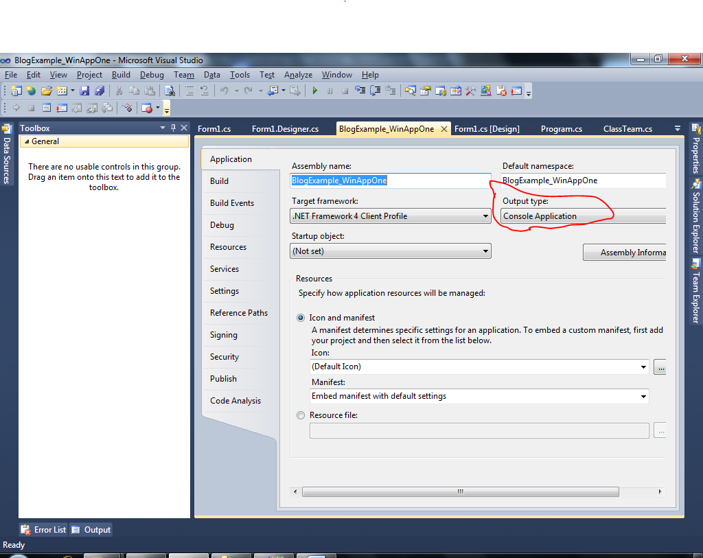 Dot Net Tips & Tricks , C# (C Sharp)Tips & Tricks: Switching Application Types using Visual Studio