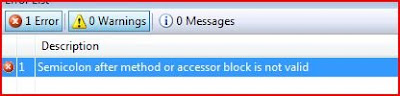 Dot Net Tips & Tricks , C# (C Sharp)Tips & Tricks: Solution : Semicolon after method or accessor ...