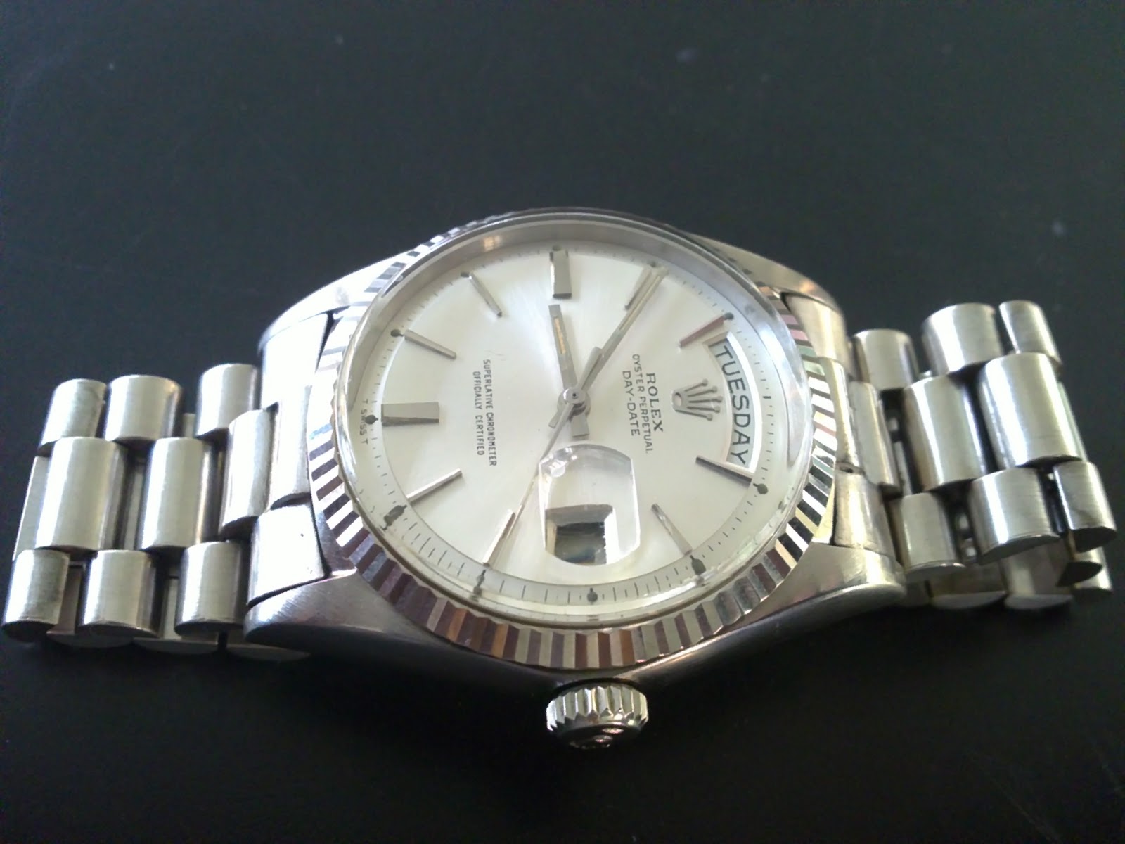 koleksijampecks: Jam Rolex 1803, Solid White Gold King Day Date Watch