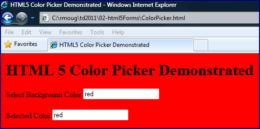 Inspired by Actual Events: HTML5 Color Picker