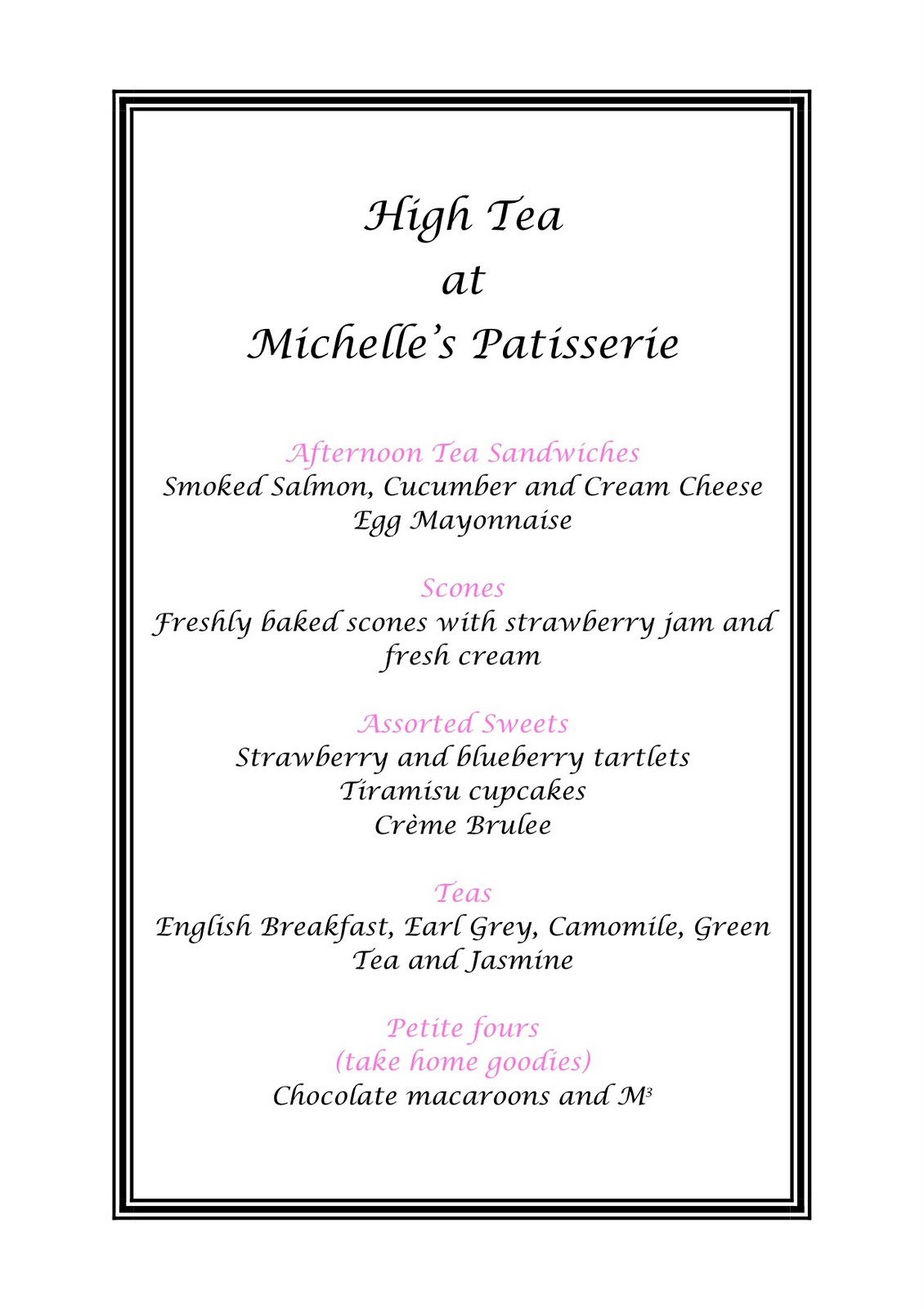 Michelle's Patisserie: High Tea at Michelle's Patisserie