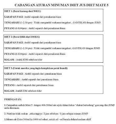 List Of Food Calories: MENU RECOMMENDED FOR JUS DIET MATE 5 USERS