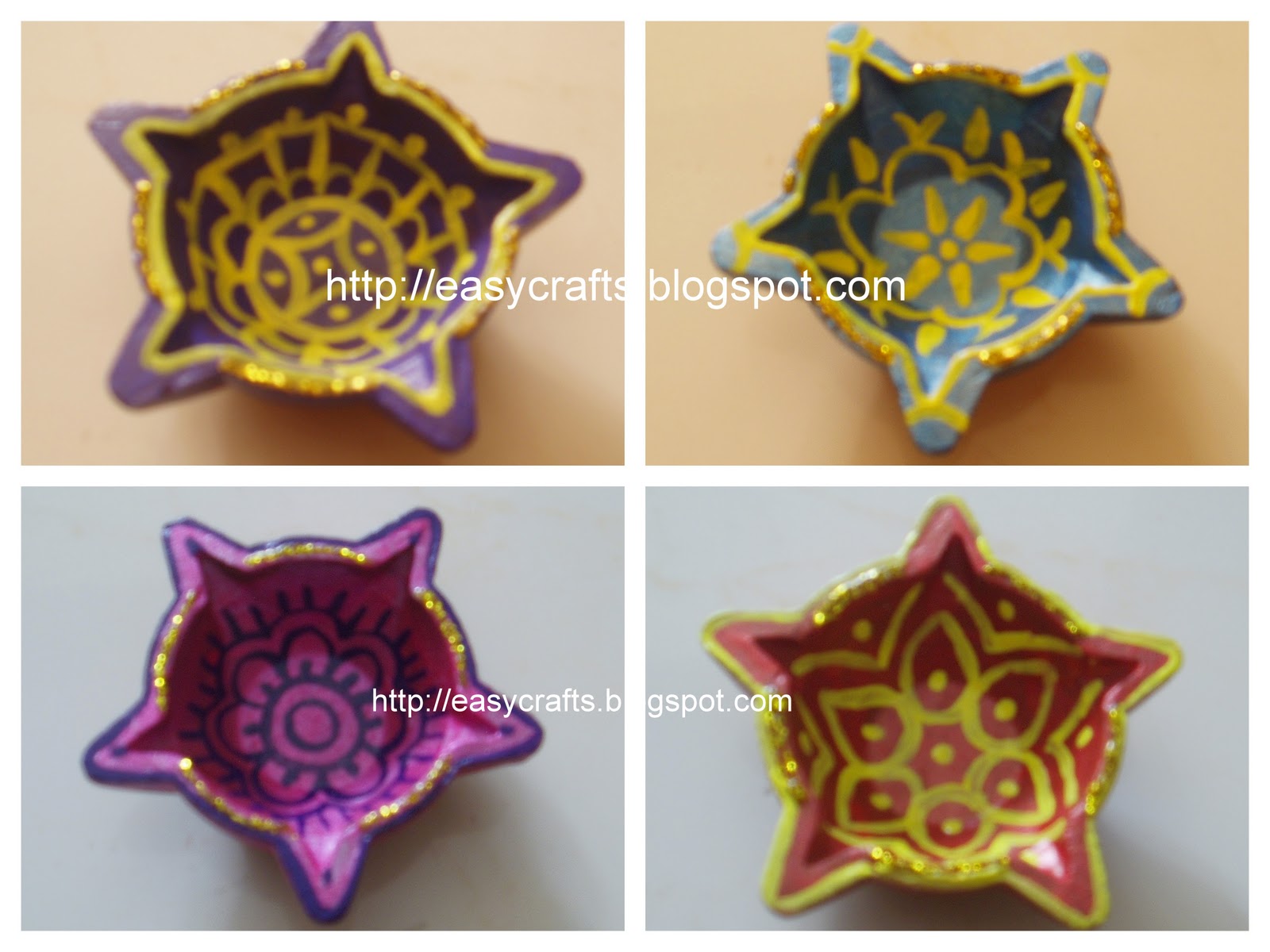 Easy Crafts - Explore your creativity: Painted diyas / Agal vilakku