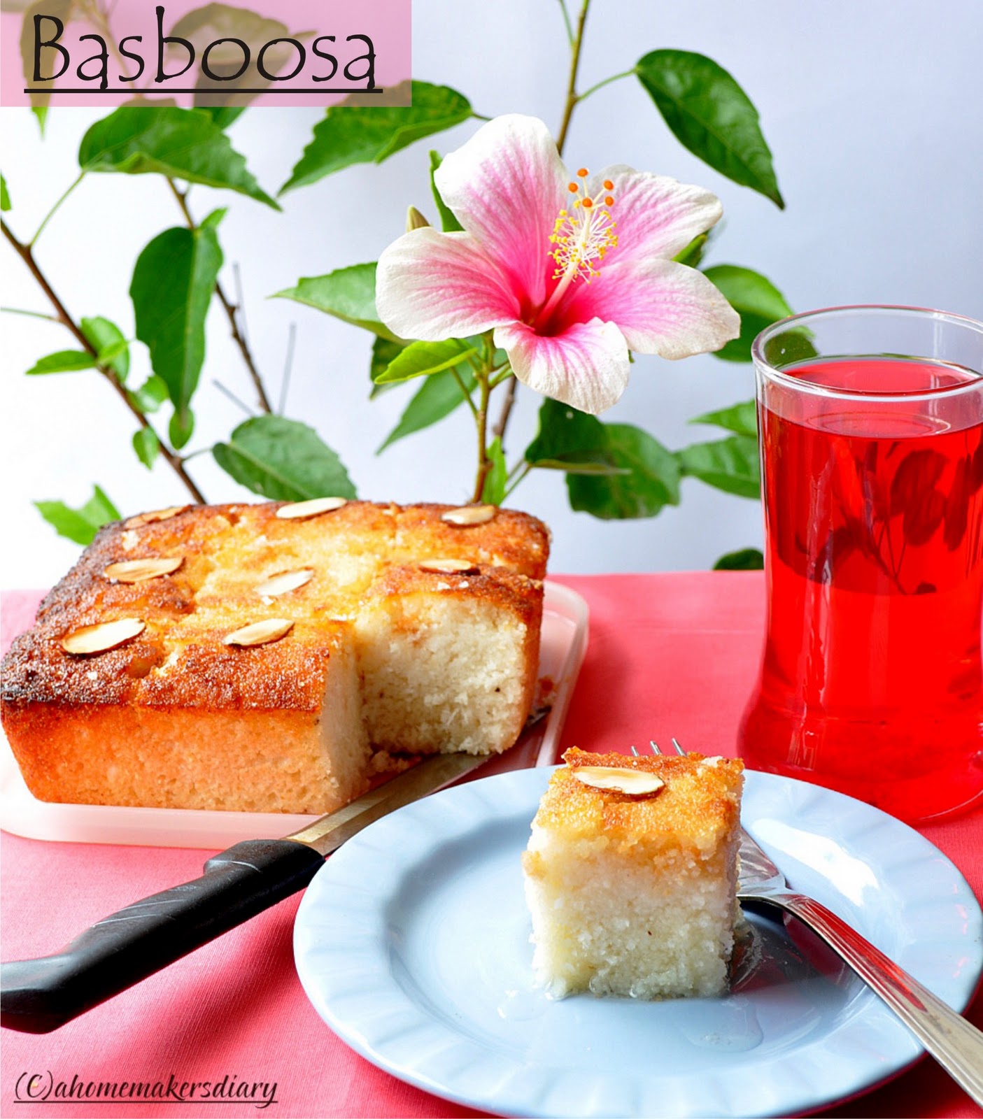 Basboosa (Arabian Semolina Based Baked Dessert) - A Homemaker's Diary
