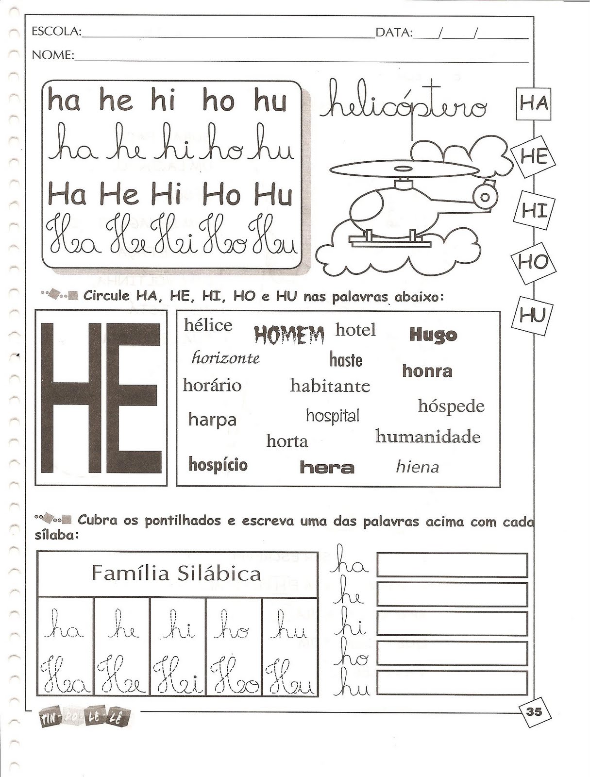 Atividades Com Ha He Hi Ho Hu - EDUCA