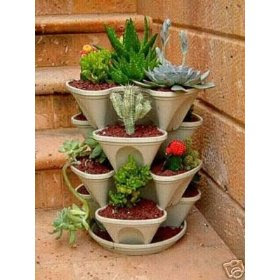 Wooden-Planters: 3 Tier Self Watering, Stackable Hanging Planters