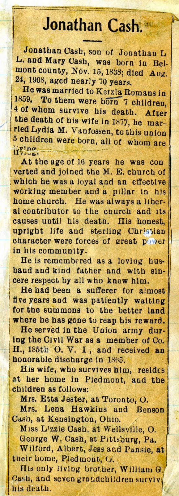 "East Chicago Dunns" - A Family History: "Civil War" Jonathan Cash ...
