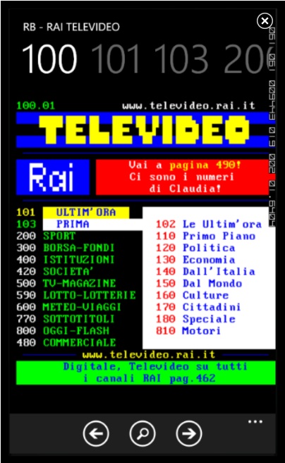 Uscita applicazione per vedere il Televideo gratis da Windows Phone 7 ...
