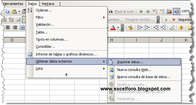 Importación de datos a Excel 2003. | EXCEL FORO: Un blog de Excel