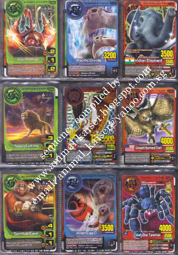 Animal Kaiser: Cards Sequence for Sales...