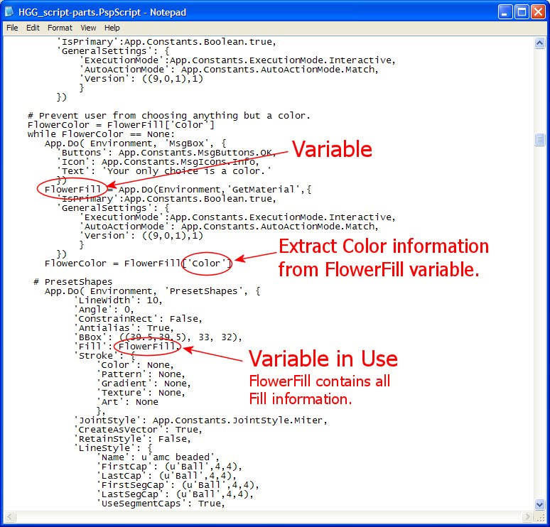 Humbug Graphics Galore: Parts of a Script
