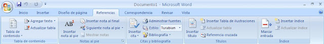 TUTORIAL DE WORD 2007: MENU REFERENCIA