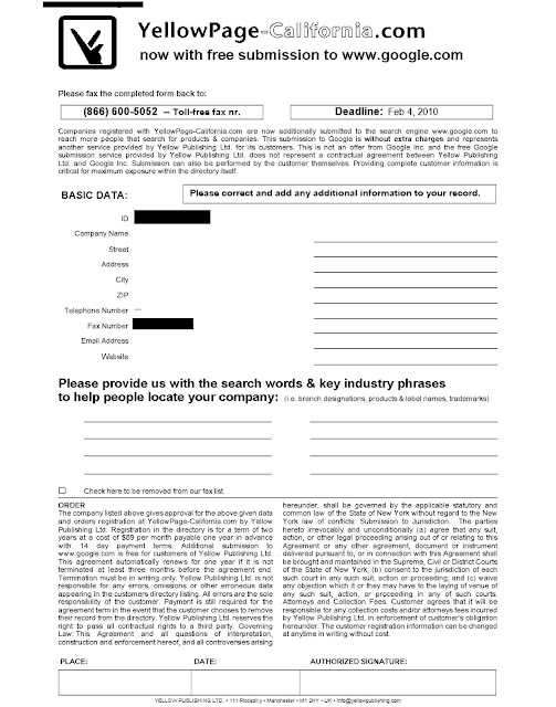 Fight The Yellow Page B.V./Yellow Data Services LTD Scam: Stop the ...