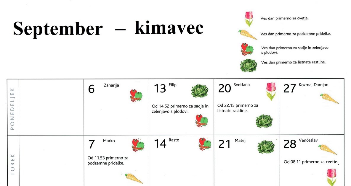 ORGANIC GARDEN - BIO VRT: Setveni koledar - september 2010