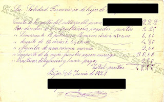 Archivo Fotográfico y Documental de Béjar: FACTURA FUNERARIA 8-JUNIO-1921