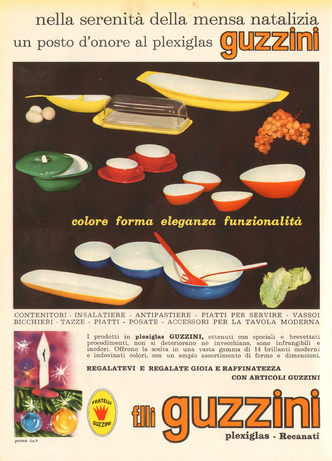 GENERAZIONI e "PICK-UP": (1961) pubblicità - f.lli GUZZINI