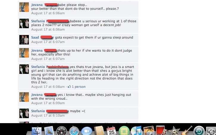 A FB status message and reactions...