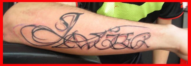 tattoos: Name Javier brazo