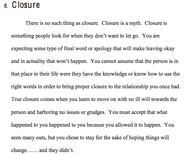 GET GABBED: Closure is a myth.