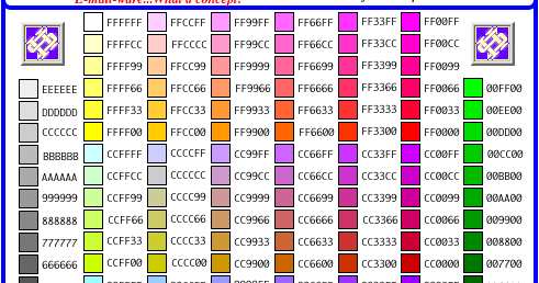 informática: tabla de colores rgb