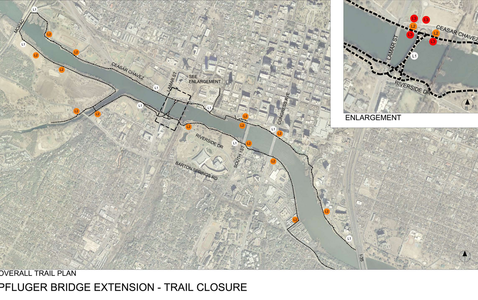 Please BE KIND to cyclists: Pfluger Bridge Extension & Trail Closures
