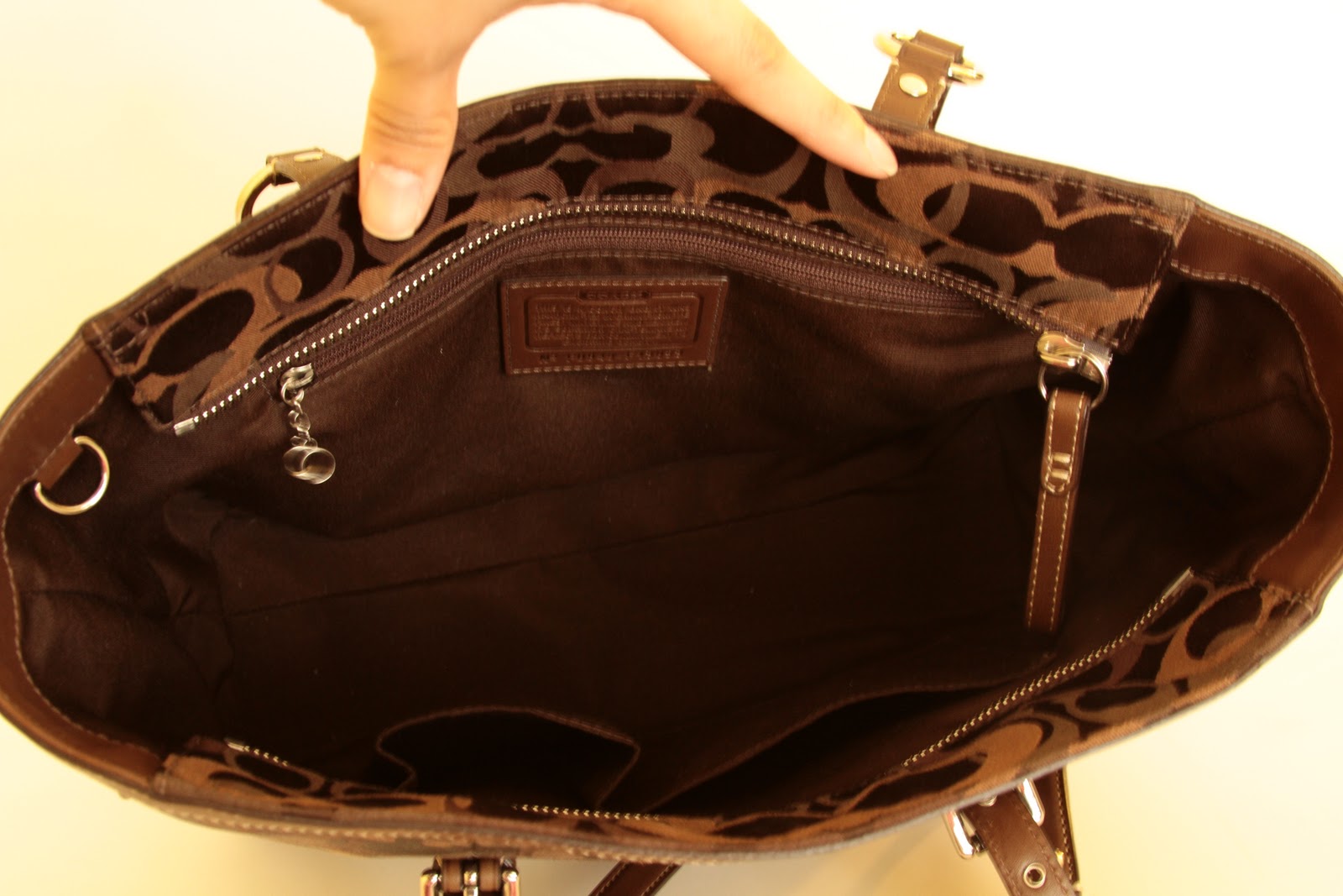 Jane's Boutique: COACH CHOCOLATE BROWN OPTIC SIGNATURE GALLERY TOTE PURSE