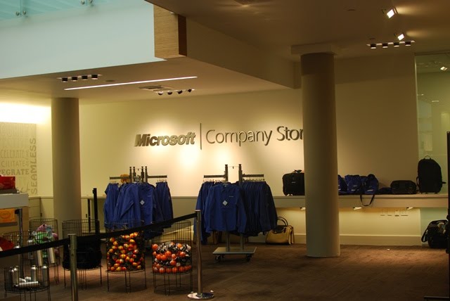 backpack boy: Microsoft Company Store, Visitor Center and Library
