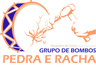 Grupo de Bombos "Pedra e Racha": Logotipo do grupo e contactos