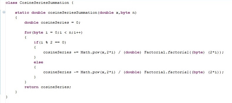 Algorithms in Java: Cosine Series