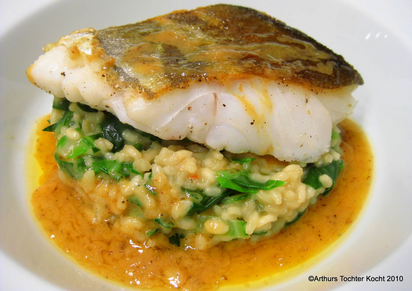 Rezept für Skrei (Kabeljau/Winterkabeljau) auf der Haut gebraten mit ...