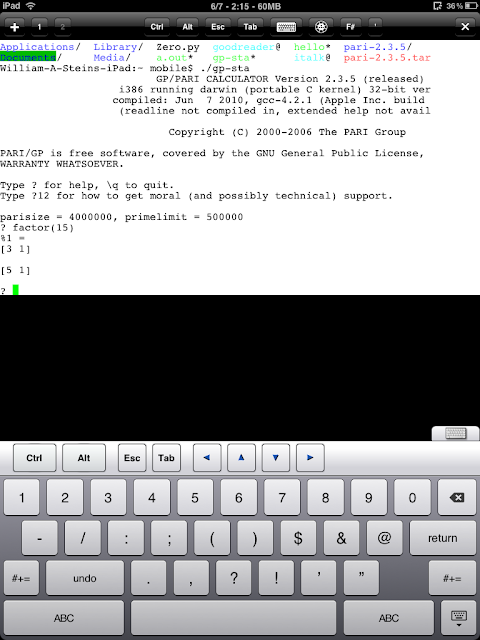 Sage: Open Source Mathematics Software: PARI on the iPAD (a component ...