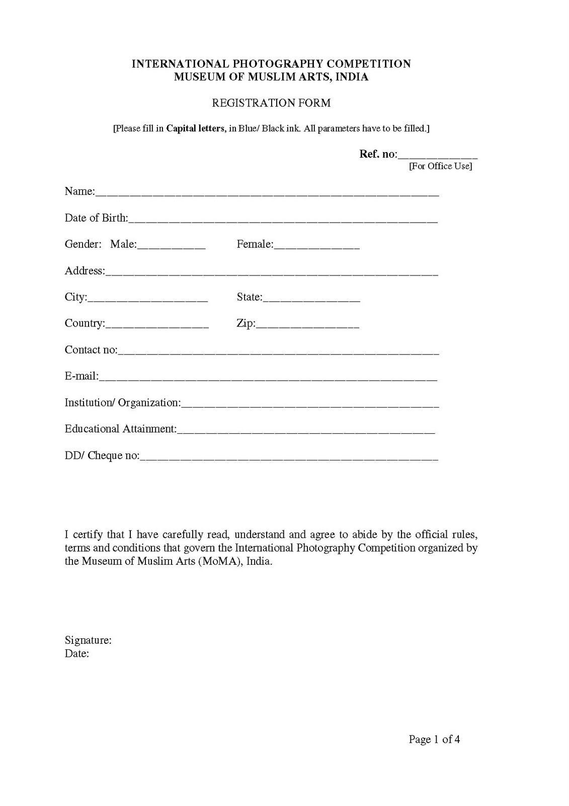 The MOMA Photographic Competition: Registration Form for International ...