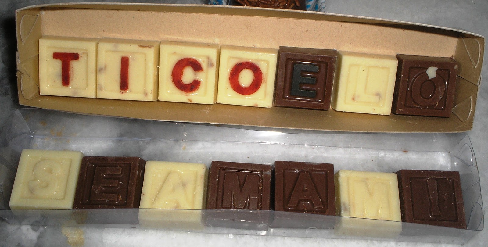 Delícias da Tia Ló: Letras de chocolate