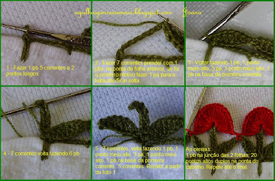 Agulhas e Pinceis: Barrado com Cerejas - Doyle Crocheted Cherries