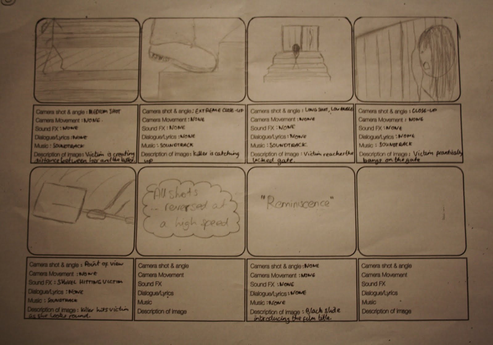 Horror Opening: Storyboard/Shot list