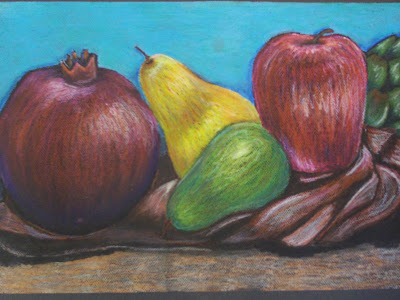 Jennifer's Art 2009-2010: Oil Pastel Fruit Still Life