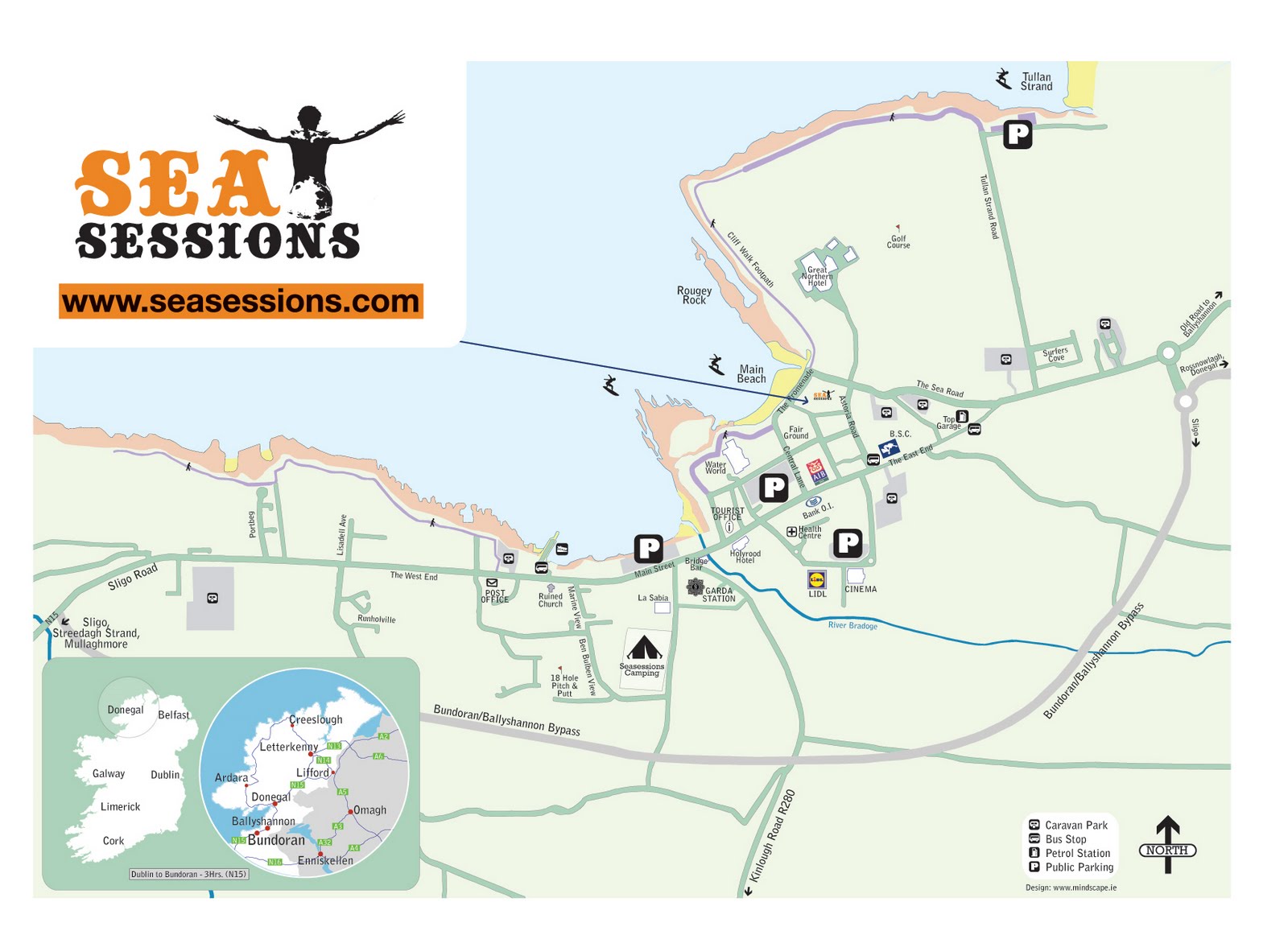 Seasessions 2010 Blog: Map of Bundoran and car parks etc