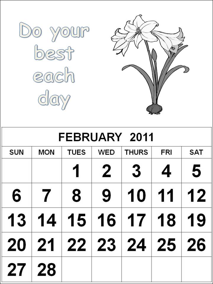 february 2011 calendar for kids | Gp Motor Wallpaper