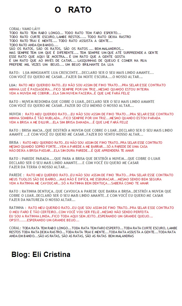 Alfabetização: Teatrinho O Rato .....falas dos pensonagens ( palavra ...