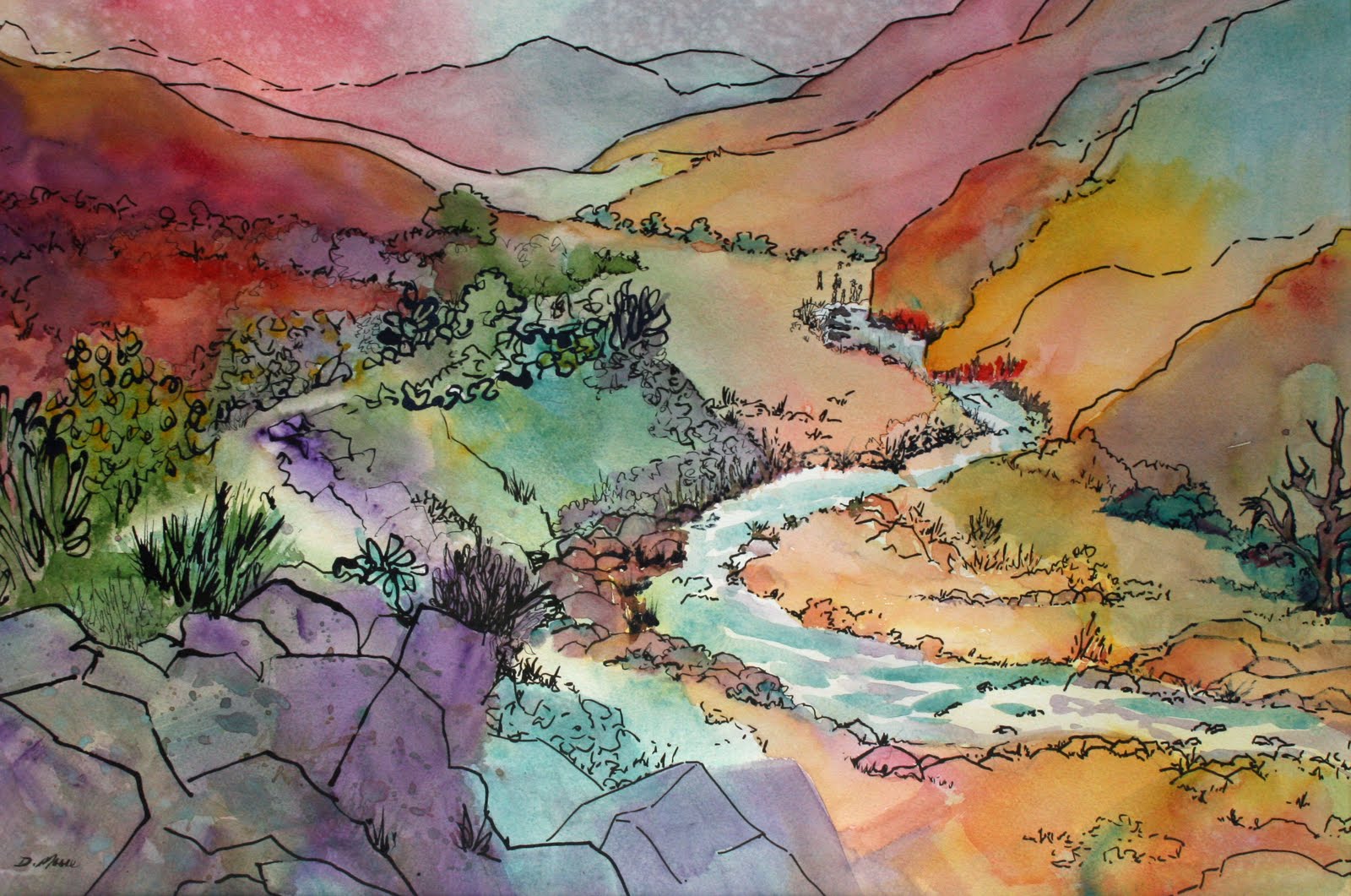 Diane Moore's Watercolors: "Whitewater, Palm Desert"