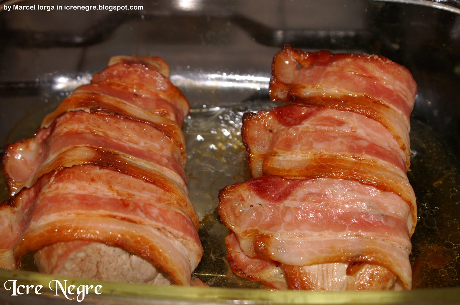 Icre Negre: Muschiulet de porc in bacon cu cartofi taranesti