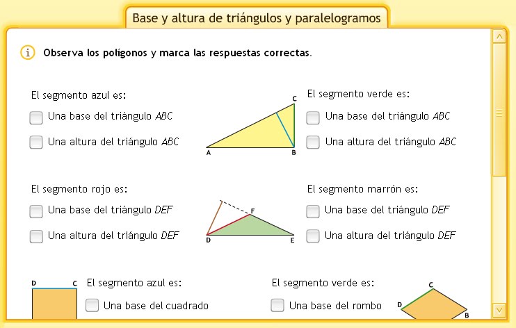 MATEMÁTICAS de 5º y 6º de Ed. Primaria: Base y altura de triángulos y ...