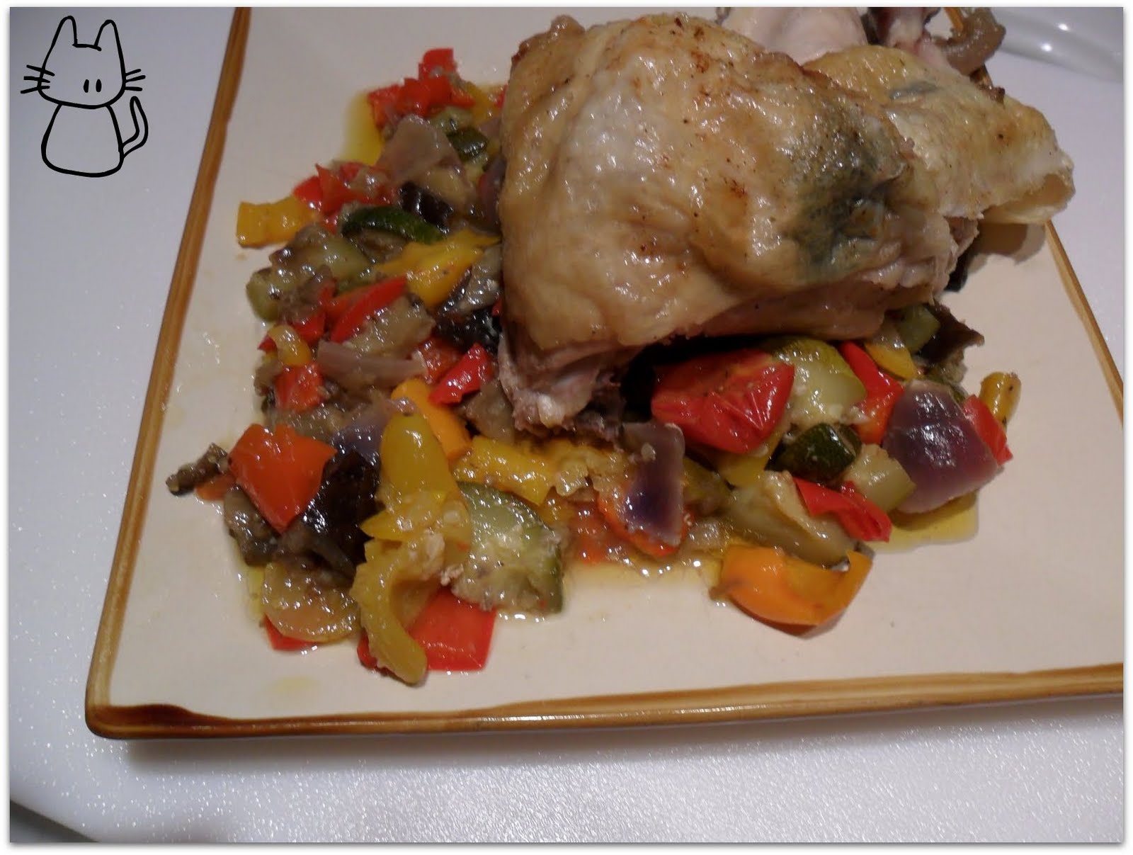 La tête dans le chaudron: Poulet rôti à la ratatouille