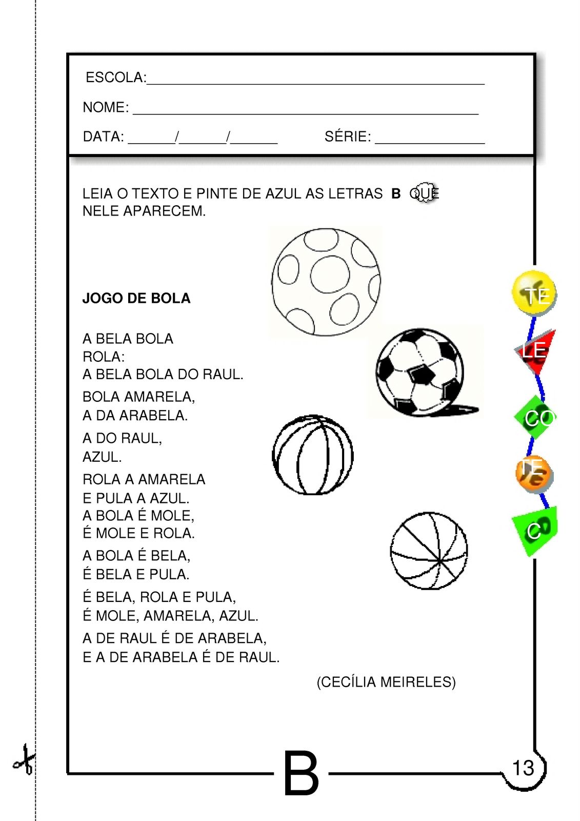 Sala da Tia Fer: Atividades com a letra B