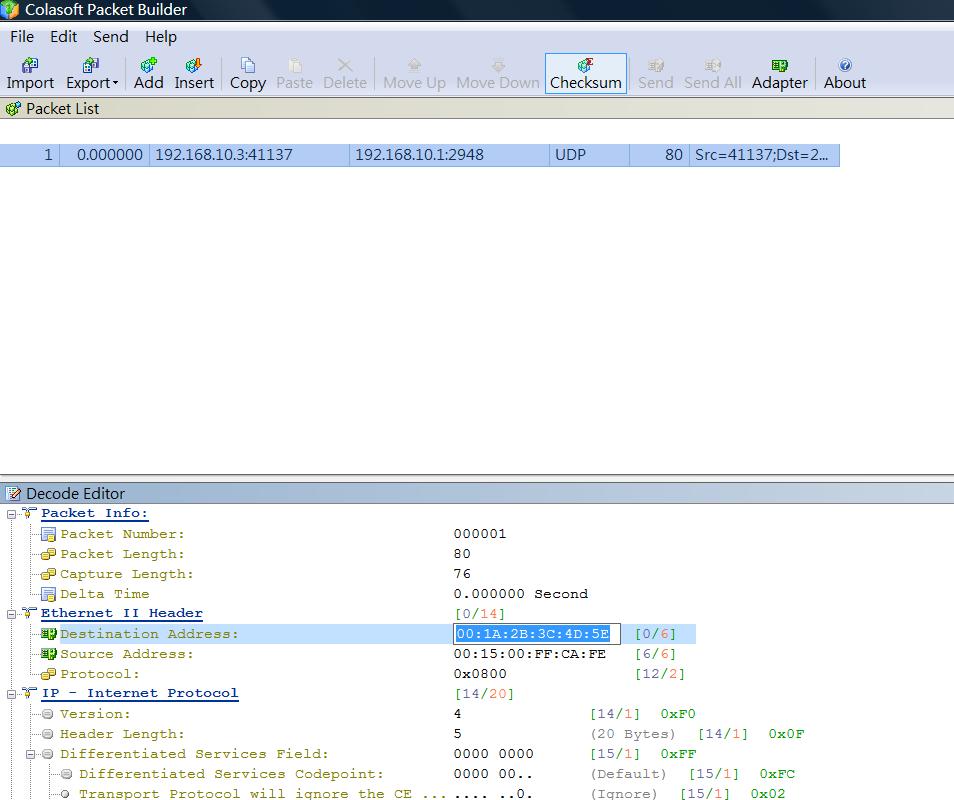 Tech黑手 - 工作雜記: Colasoft packet builder