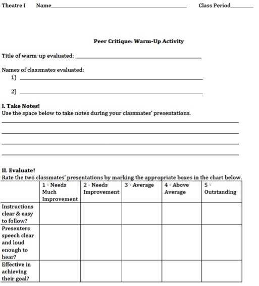 Ms. Yanchak's Geeky Theater Blog: Warm-Up Creation Assignment
