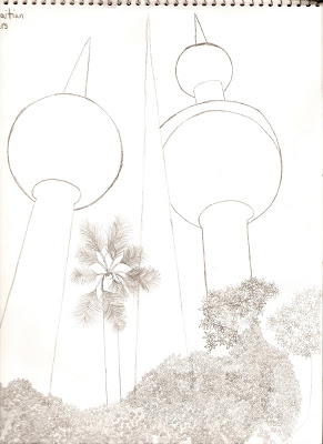 LadyArabiyyah: Kuwaitian Towers (My Drawing)